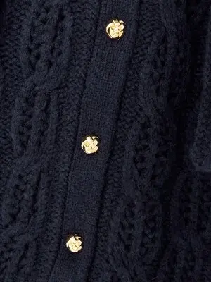 FRAME The Cape Cable-knit Wool-blend Cardigan - Blue
