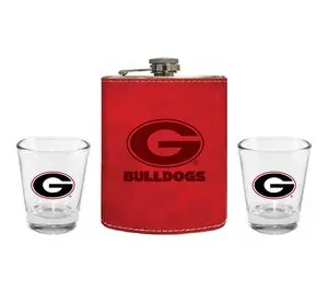 THE MEMORY COMPANY Memory Company Ncaa College Leather Flask With Shot Glass Set - One-color