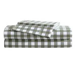 Eddie Bauer Preston Check Green Cotton Percale Queen Sheet Set - One-color