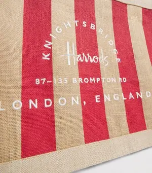 Harrods Large Canvas Stripe Knightsbridge Shopper Bag - Red