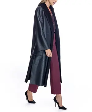 MAXIMILIAN Shearling Lamb Wrap Coat - Black