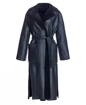 MAXIMILIAN Shearling Lamb Wrap Coat - Black