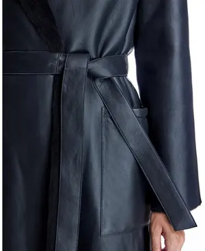 MAXIMILIAN Shearling Lamb Wrap Coat - Black