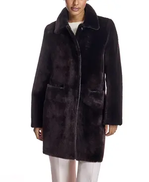 MAXIMILIAN Shearling Coat - Dark Brown