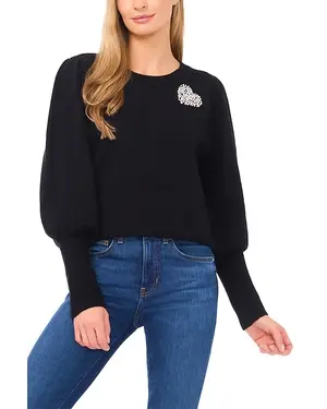 CECE DUPRAZ Heart Applique Sweater - Rich Black