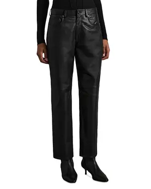 REISS Verona Slim Leather Trousers