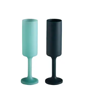 PORTER GREEN Seff Unbreakable Champagne Flutes Set Of 2 - Mist + Ink