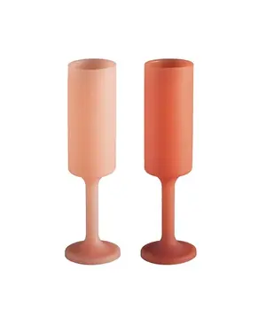 PORTER GREEN Seff Unbreakable Champagne Flutes Set Of 2 - Terra + Peach