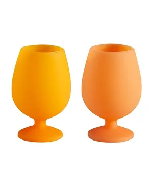 PORTER GREEN Stemm Silicone Unbreakable Wine Glasses Set Of 2 - Buttermilk + Cantaloupe