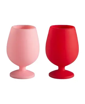 PORTER GREEN Stemm Silicone Unbreakable Wine Glasses Set Of 2 - Cherry + Blush