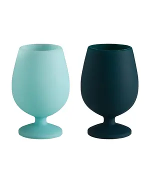 PORTER GREEN Stemm Silicone Unbreakable Wine Glasses Set Of 2 - Mist + Ink
