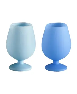 PORTER GREEN Stemm Silicone Unbreakable Wine Glasses Set Of 2 - Sky + Kingfisher