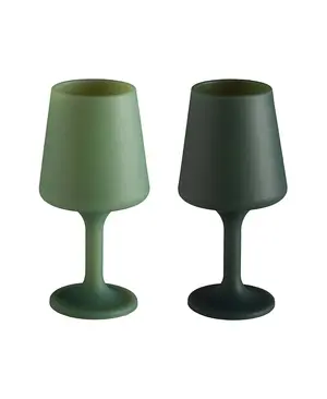 PORTER GREEN Swepp Unbreakable Wine Glasses Set Of 2 - Sage + Olive