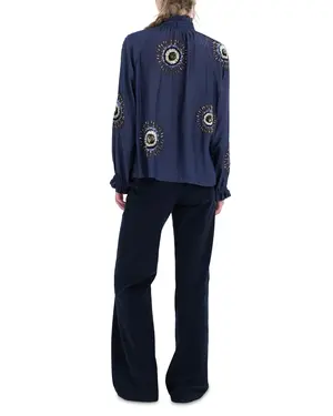 La DoubleJ Cerere Embroidered Silk Blouse