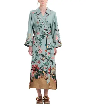 La DoubleJ Midnight Silk Wrap Dress - Zooflora Panel