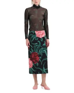 La DoubleJ Satin Pencil Skirt - Peony
