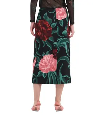 La DoubleJ Satin Pencil Skirt - Peony