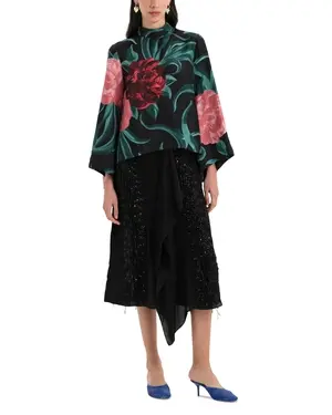 La DoubleJ Make An Exit Silk Top - Peony
