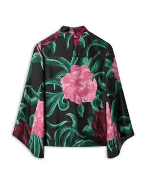 La DoubleJ Make An Exit Silk Top - Peony