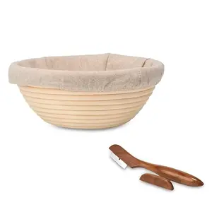 NAMBE Breaking Bread Proofing Basket & Lame, Set Of Two - Brown