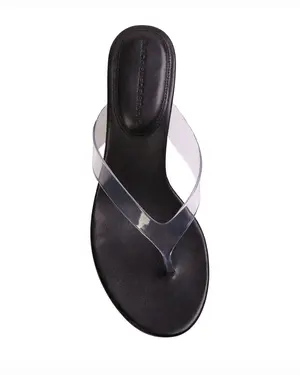 BLACK SUEDE STUDIO Kitten Heel Thong Sandals - Black