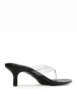 BLACK SUEDE STUDIO Kitten Heel Thong Sandals - Black