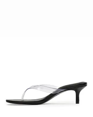 BLACK SUEDE STUDIO Kitten Heel Thong Sandals - Black