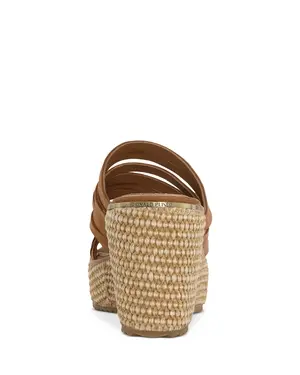 DONALD PLINER Leather Toe Loop Wedge Slide Sandals - Toast