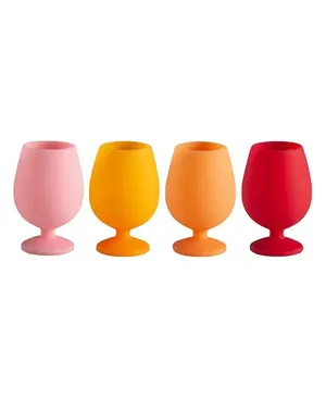 PORTER GREEN Stemm Silicone Unbreakable Wine Glasses Set Of 4 - Summer