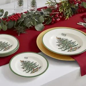SPODE Christmas Tree Salad Plates, Set Of 4
