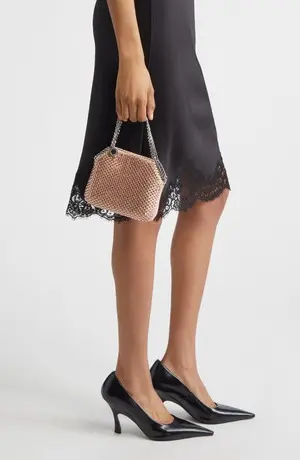 Stella McCartney Falabella Crystal Mesh Crossbody Bag - Light Peach