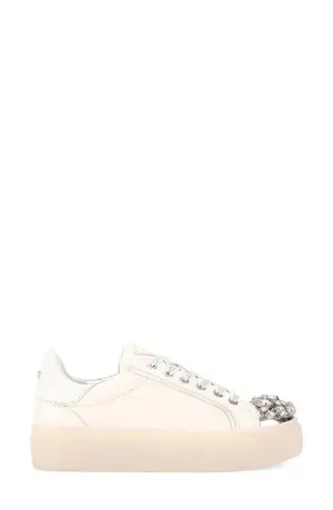 Kurt Geiger Crystal Cap Toe Platform Sneakers - Open White