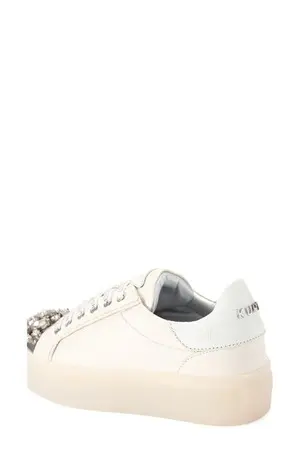 Kurt Geiger Crystal Cap Toe Platform Sneakers - Open White