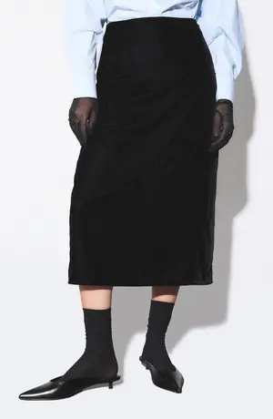 Deluc Mason Velvet Midi Skirt - Black