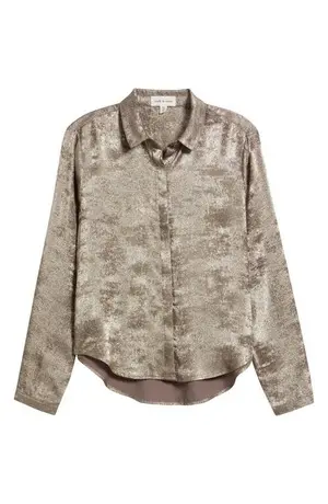 CLOTH & STONE Velvet Hidden Placket Button-up Shirt