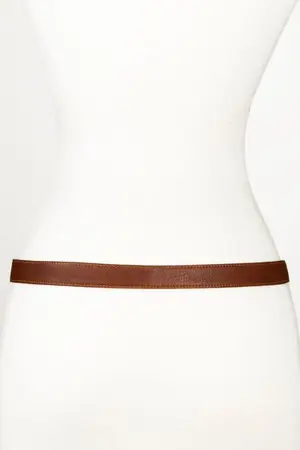 RAINA BELTS Golden Loops Buckle Leather Belt - Cognac