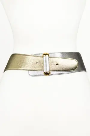 RAINA BELTS Vixen Color Block Belt - Silver/gold