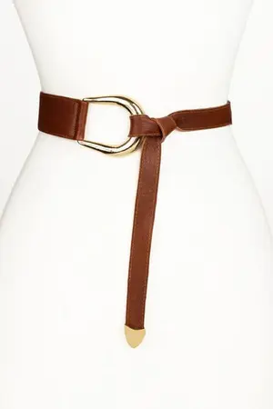 RAINA BELTS Sheila Knot Leather Belt - Cognac