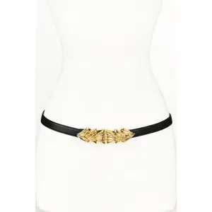 RAINA BELTS Three Shells Buckle Leather Belt