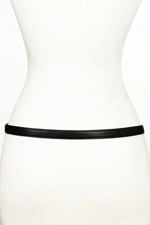 RAINA BELTS Three Shells Buckle Leather Belt - Black