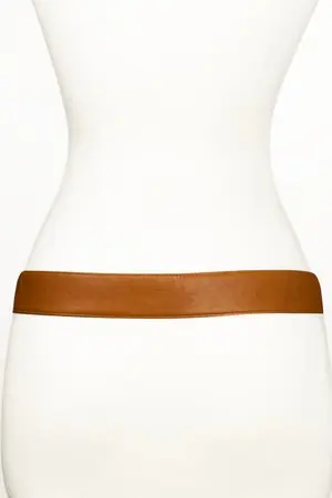 RAINA BELTS Leather Belt With Golden Buckle - Camle