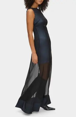 ALIGNE Amalie Sheer Silk-blend Maxi Dress