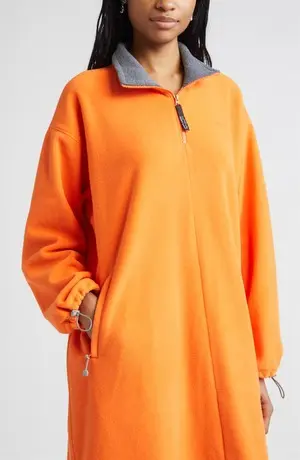 Sandy Liang Sloan Long-sleeve Fleece Half-zip Midi Dress