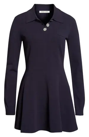 Sandy Liang Chupa Long Sleeve Polo Sweater Dress