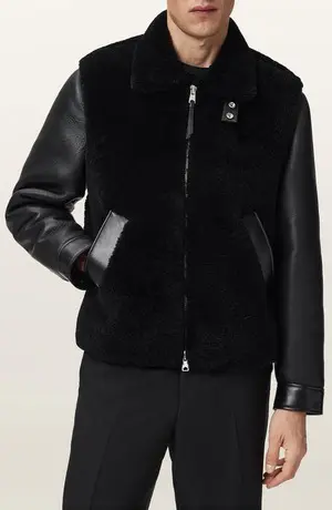ALLSAINTS Conyer Genuine Shearling Pilot Leather Jacket