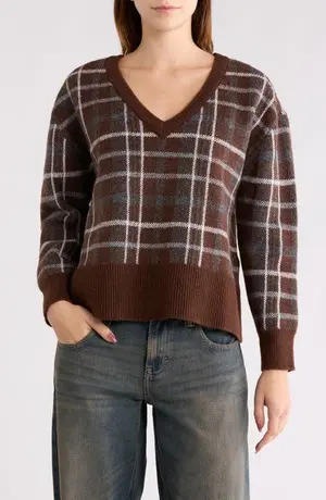 PACSUN Plaid Sweater - Brown Plaid