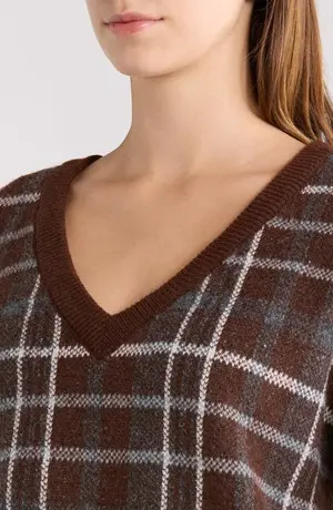 PACSUN Plaid Sweater - Brown Plaid