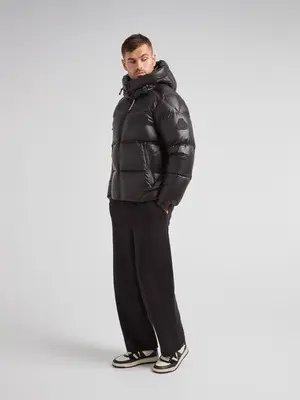 JACK1T Hooded Puffer Racer Jacket - Black Lux