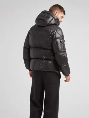 JACK1T Hooded Puffer Racer Jacket - Black Lux