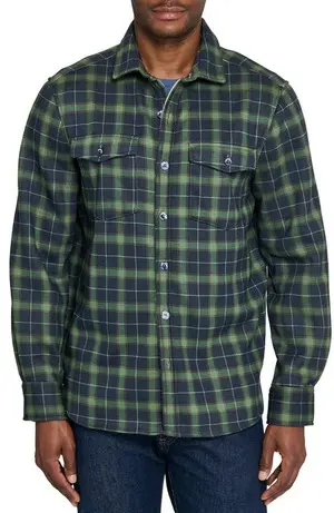 CON.STRUCT Plaid Shirt Jacket - Navy/green